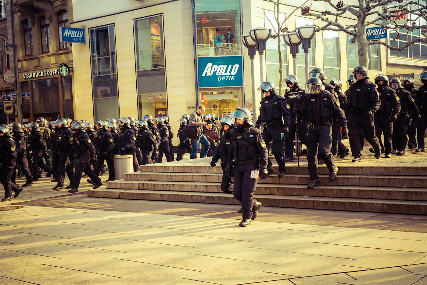 Thousands protest outside ECB's new headquarters